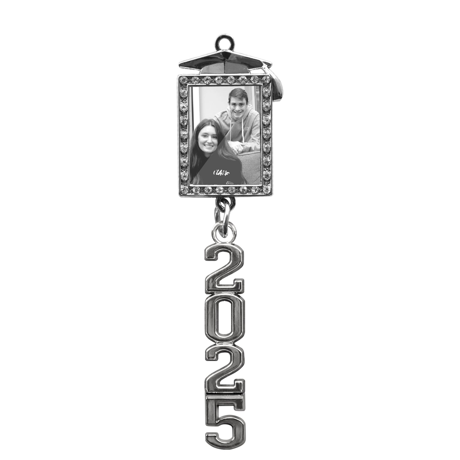 Graduation Tassel Photo Frame Charm With Stacked Date Drop