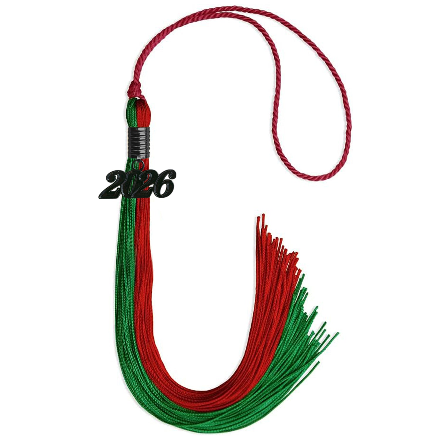 Green/Red Graduation Tassel with Black Date Drop