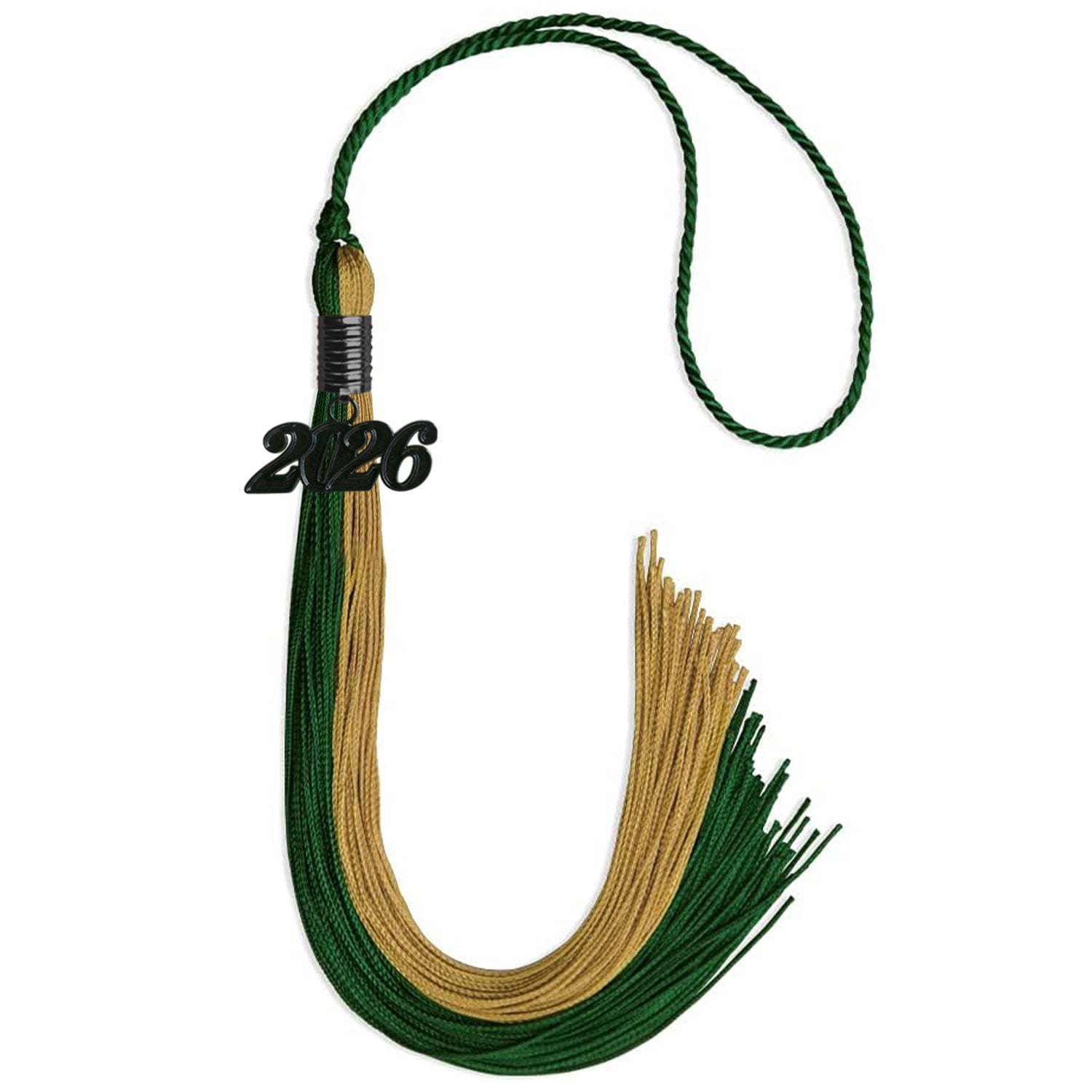 Hunter Green/Antique Gold Graduation Tassel with Black Date Drop