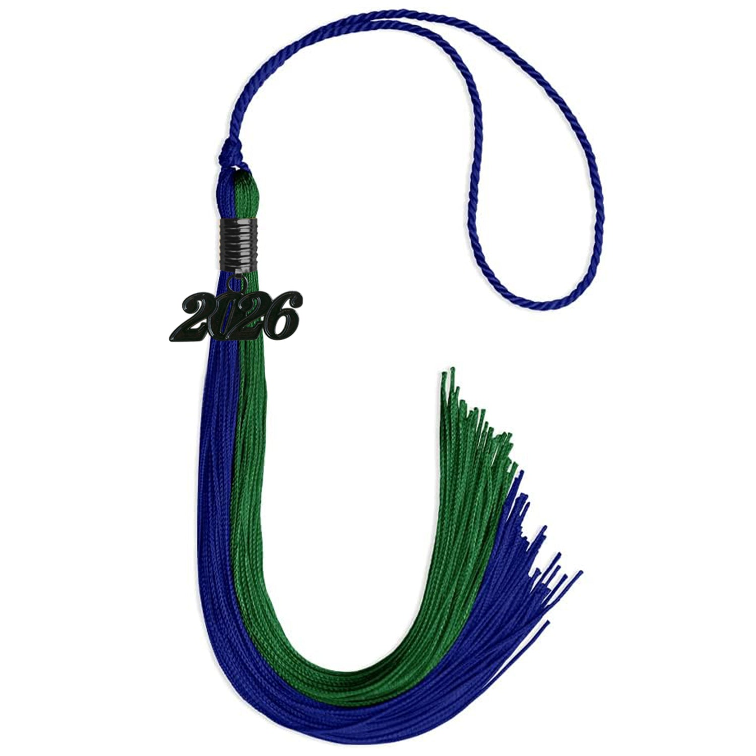 Royal Blue/Green Graduation Tassel with Black Date Drop
