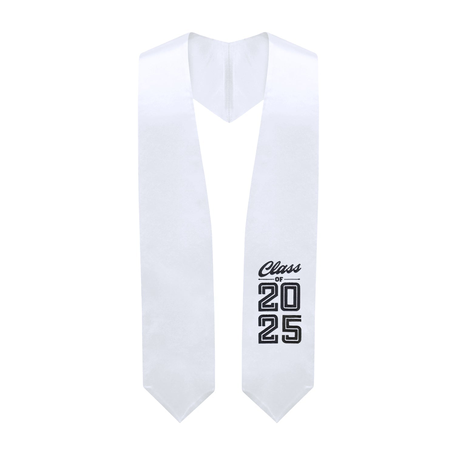 White Class of 2025 Graduation Stole/Sash with Classic Tips
