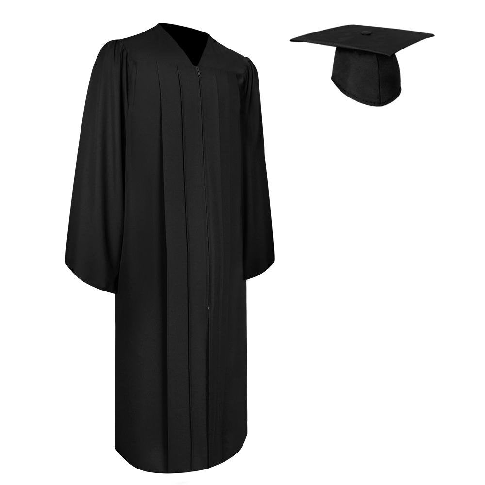Matte Black Graduation Gown & Cap