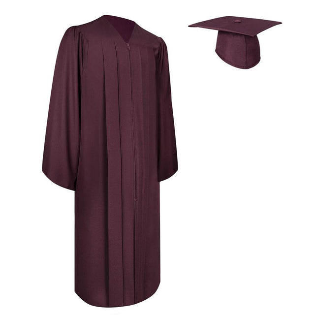 Matte Maroon Graduation Gown & Cap