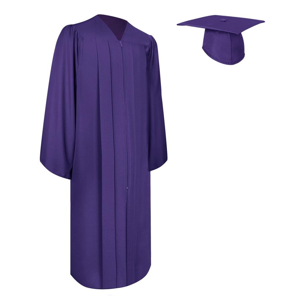 Matte Purple Graduation Gown & Cap