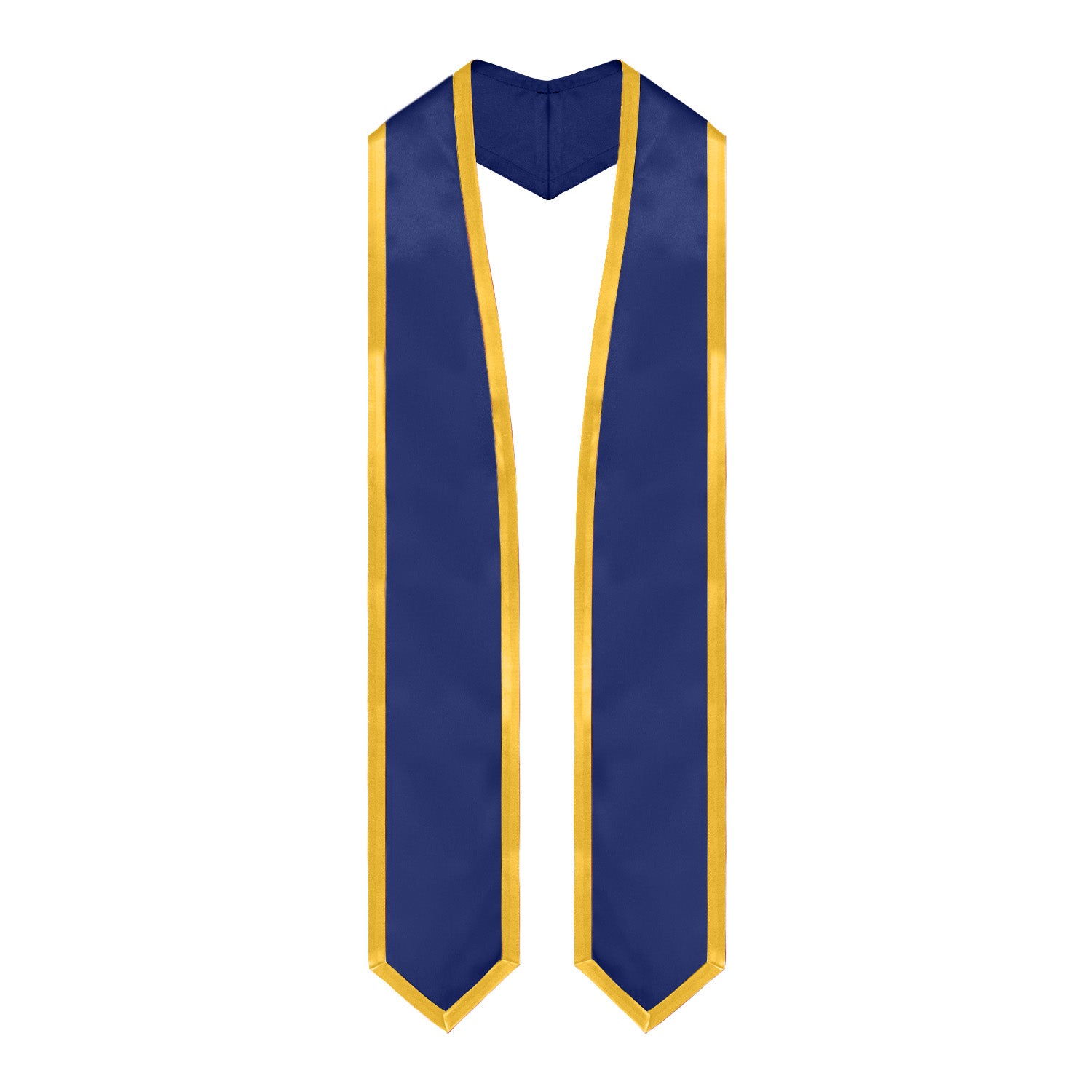 Navy Blue/Gold Plain Graduation Stole with Trim Color & Classic End
