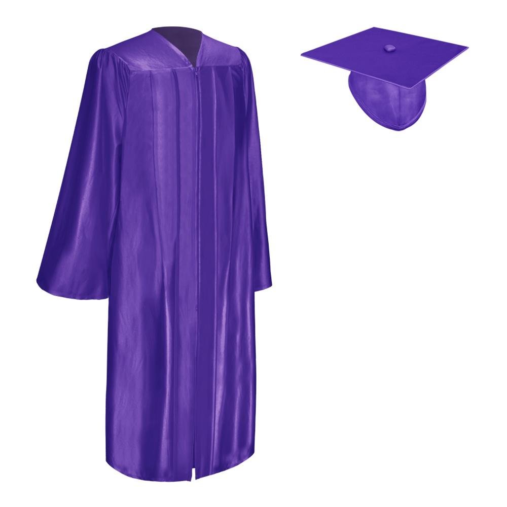 Shiny Purple Graduation Gown & Cap