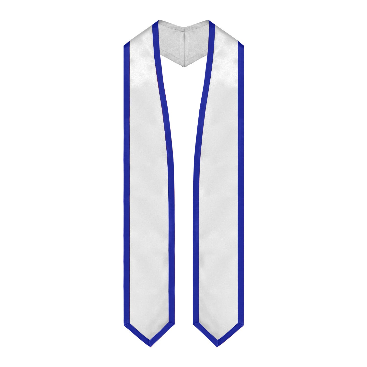 White/Royal Blue Plain Graduation Stole with Trim Color & Classic End